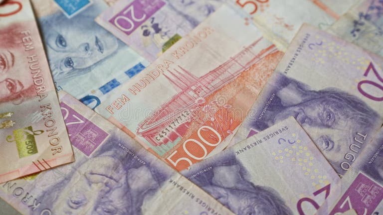 Swedish Banknotes in Various Denominations, Including 20, 50, 100, 500 ...