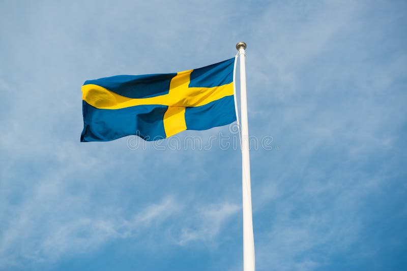 Swedish banner stock image. Image of pole, yellow, sweden - 73743849