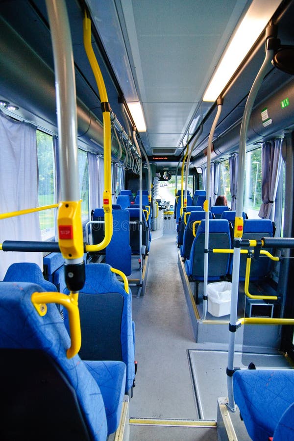 Swedish bus interior stock photo. Image of material, stop - 26813854