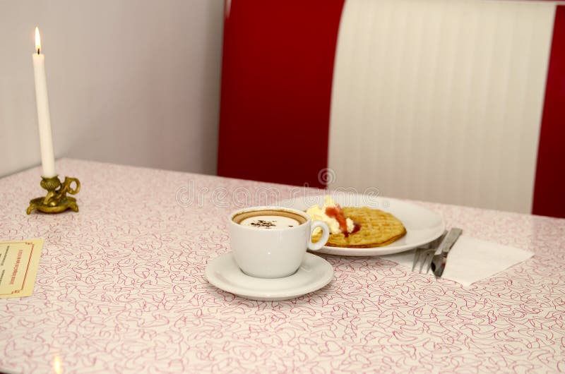 Swedish Coffee and Waffle at the Cafe Stock Image - Image of isolated ...