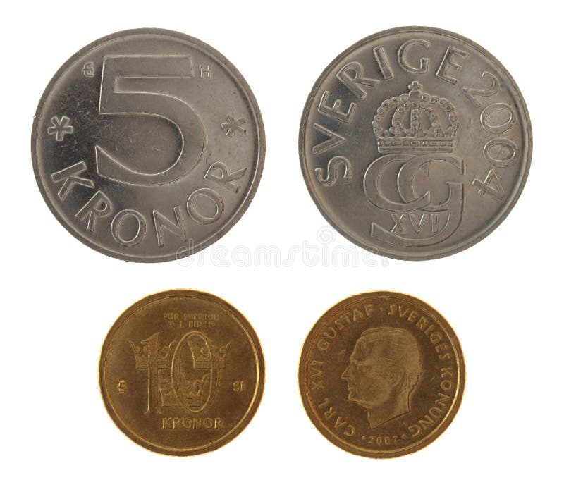 Swedish Coins Isolated on White Stock Image - Image of portrait, krona ...