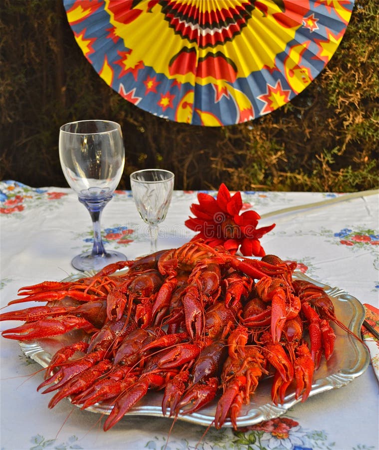Swedish Crayfish Party in August Stock Photo - Image of cooked, dining ...