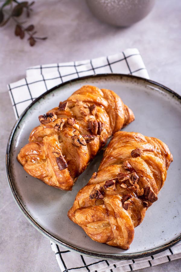 Swedish Fika Time with Close Up of Cinnamon Buns Nuts and Maple Syrup ...