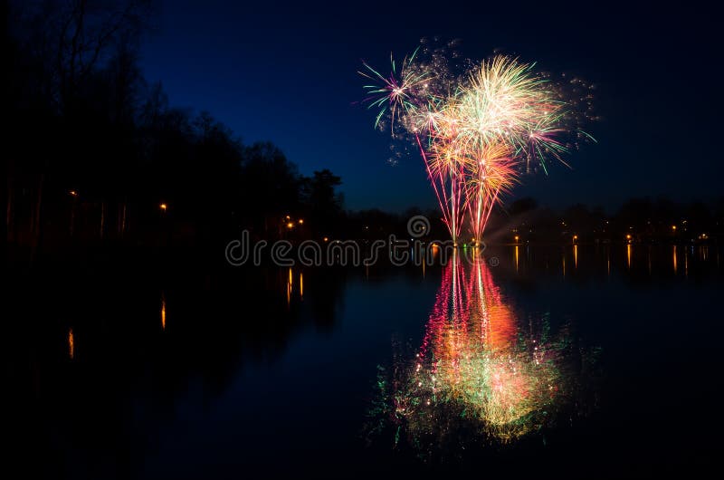 Swedish fireworks stock image. Image of landscape, fireworks - 30805595