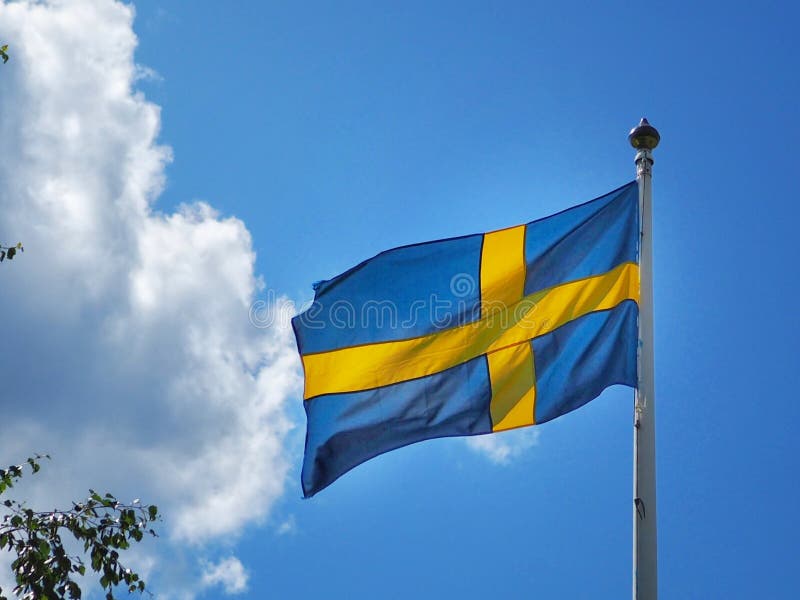 Swedish Flag and Ribbon on White Wooden Background Stock Photo - Image ...