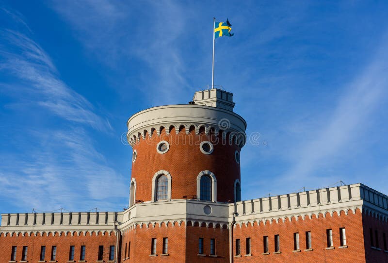Swedish Flag on Building in Stockholm, Sweden Stock Image - Image of ...