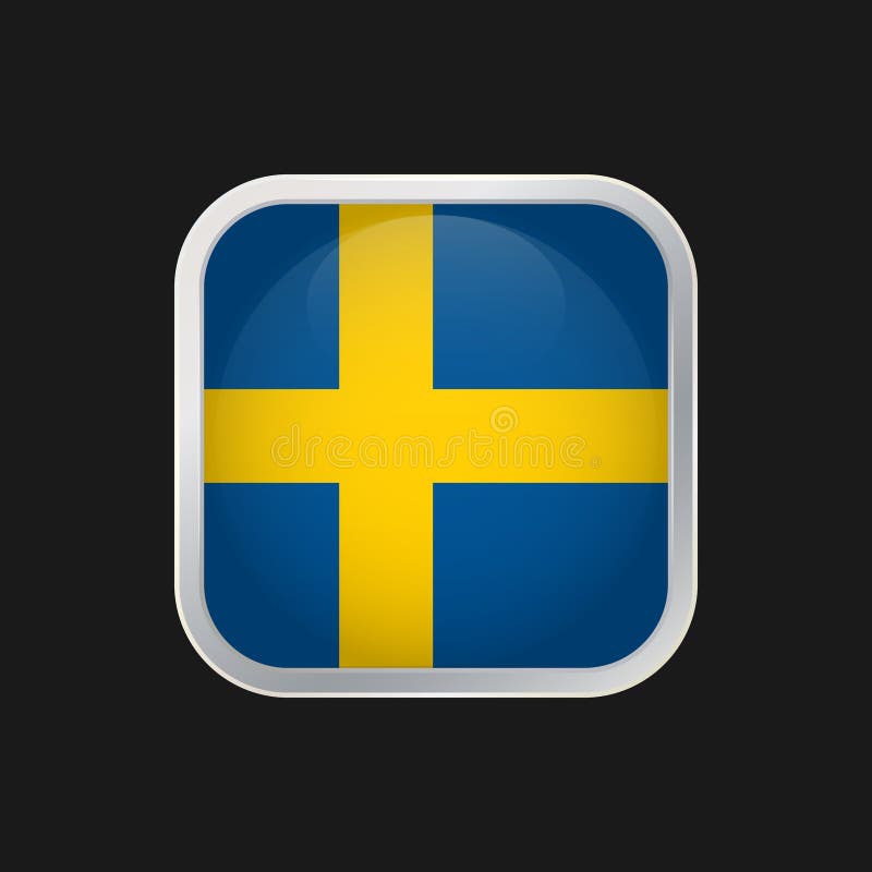Swedish Flag Icon Isolated on Black Background Stock Vector - Illustration of silver, patriotism ...