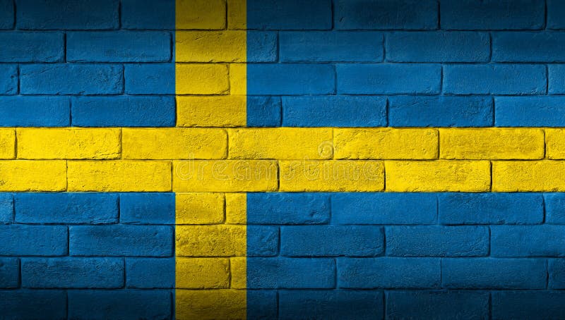 Swedish Flag Painted on a Brick Wall. Stock Photo - Image of window ...