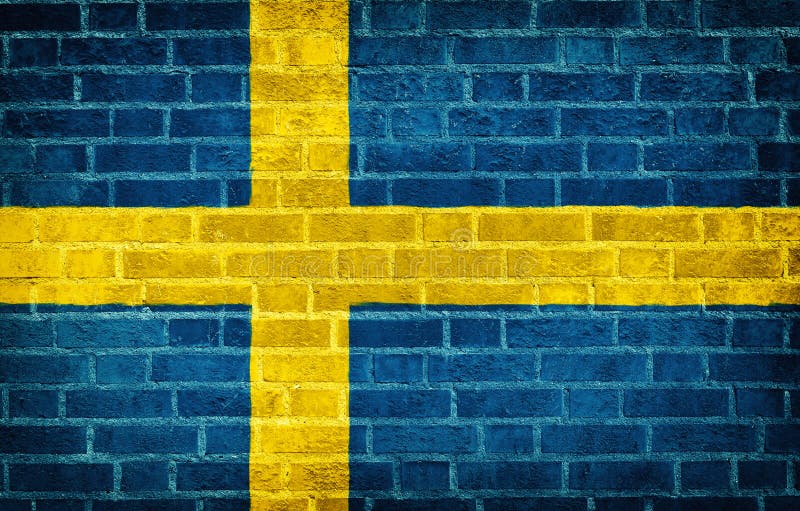 Swedish Flag Painted on Brick Wall. Flag of Sweden Stock Photo - Image ...