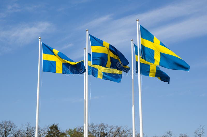 Swedish flags stock image. Image of flaggstaff, flag - 53663187