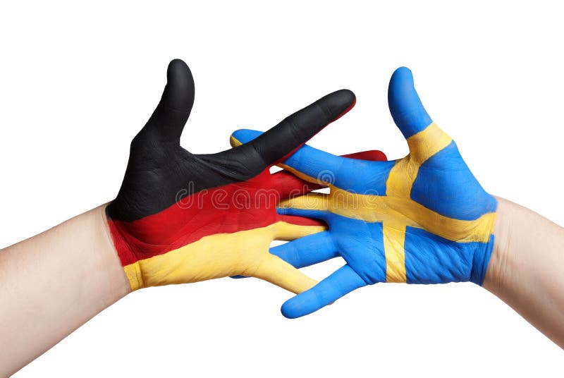 A Swedish and a German Painted Hand Stock Photo - Image of europe, hand ...