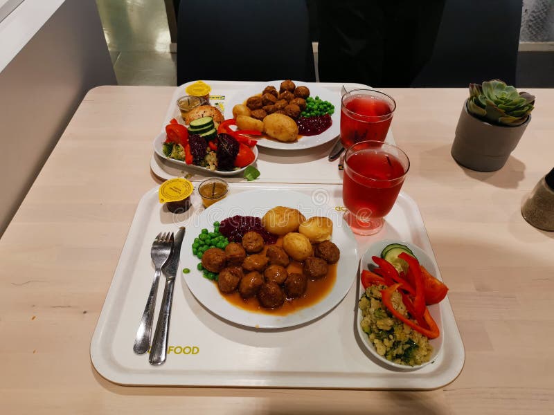 Swedish Meatballs on IKEA Restaurant Salad Included Stock Photo - Image ...