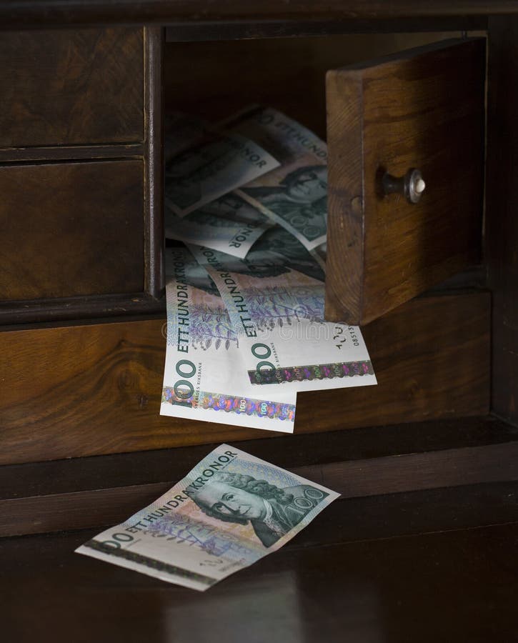 Swedish money in a drawer stock photo. Image of pension - 49546114