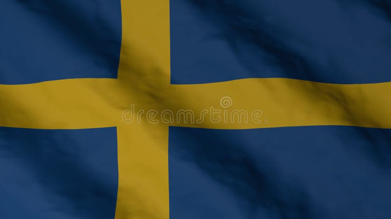 Swedish National Flag. State Flag of Sweden Illustration. 3d Rendering ...