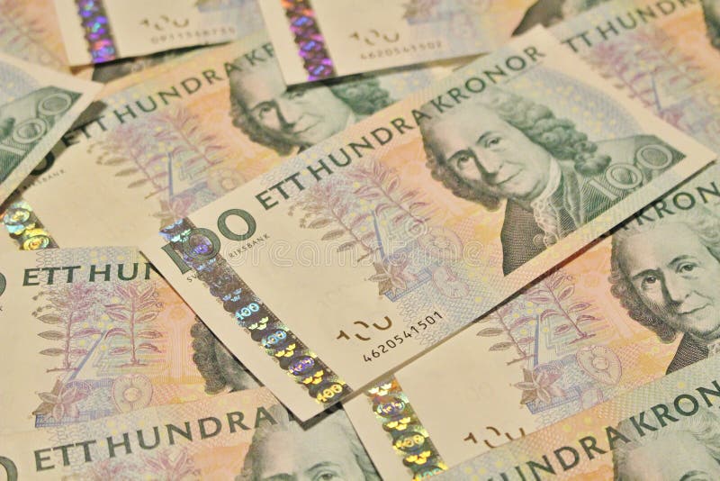 Swedish One Hundred Kronor Banknotes Stock Photo - Image of saving ...