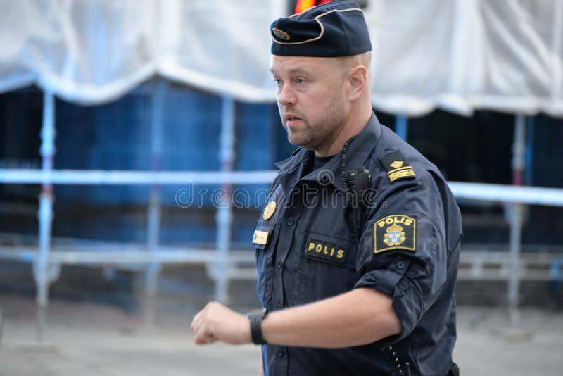 Swedish Police Badge Armband Editorial Image - Image of badge, orange ...