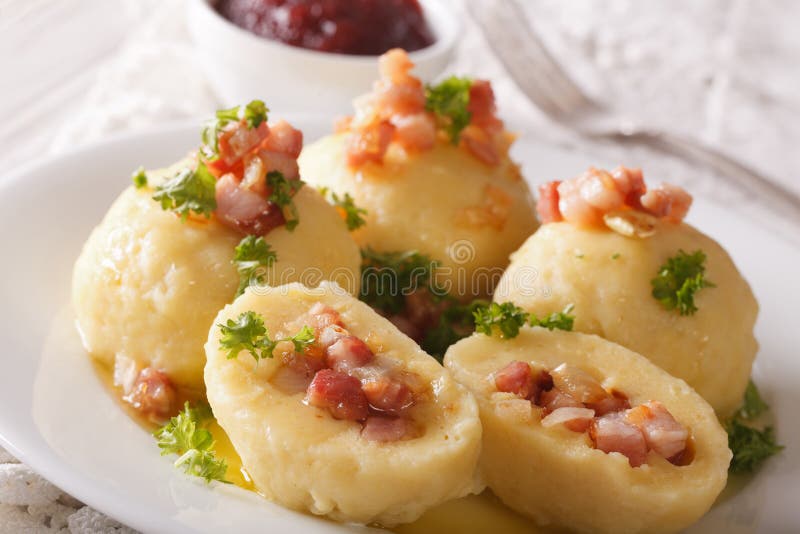 Swedish Potato Dumplings Kroppkaka Close-up. Horizontal Stock Photo ...