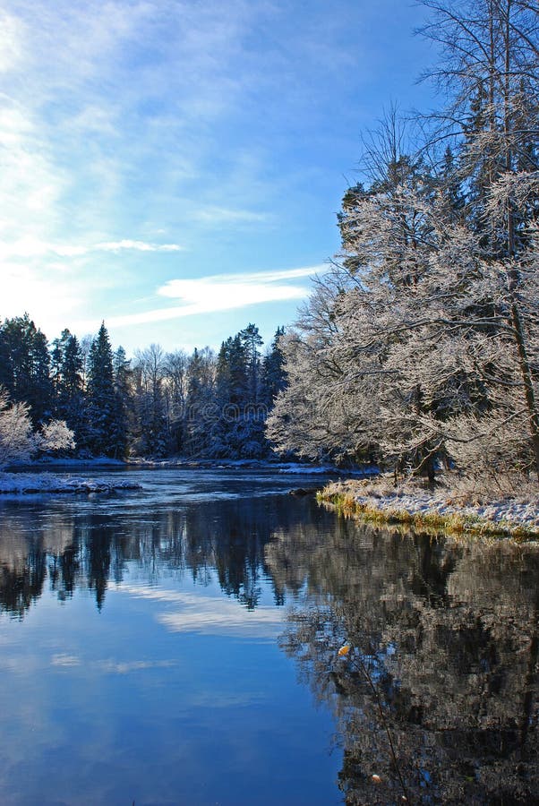 Swedish river in winter stock photo. Image of wintry, sweden - 3618652