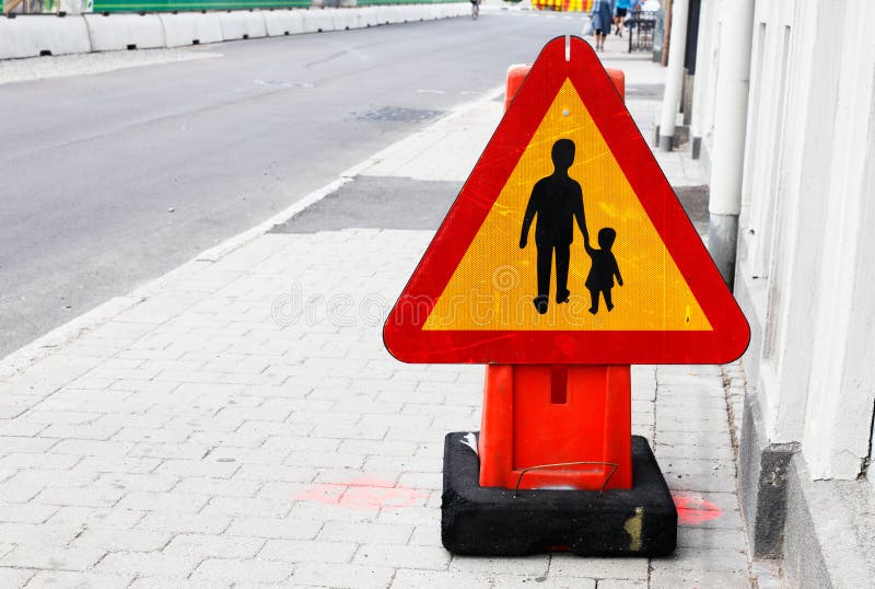 Beware of Pedestrians Sign stock image. Image of careful - 102617141