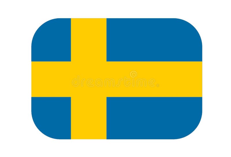Swedish Rounded Rectangle Flag Icon with Shadow on White Background ...