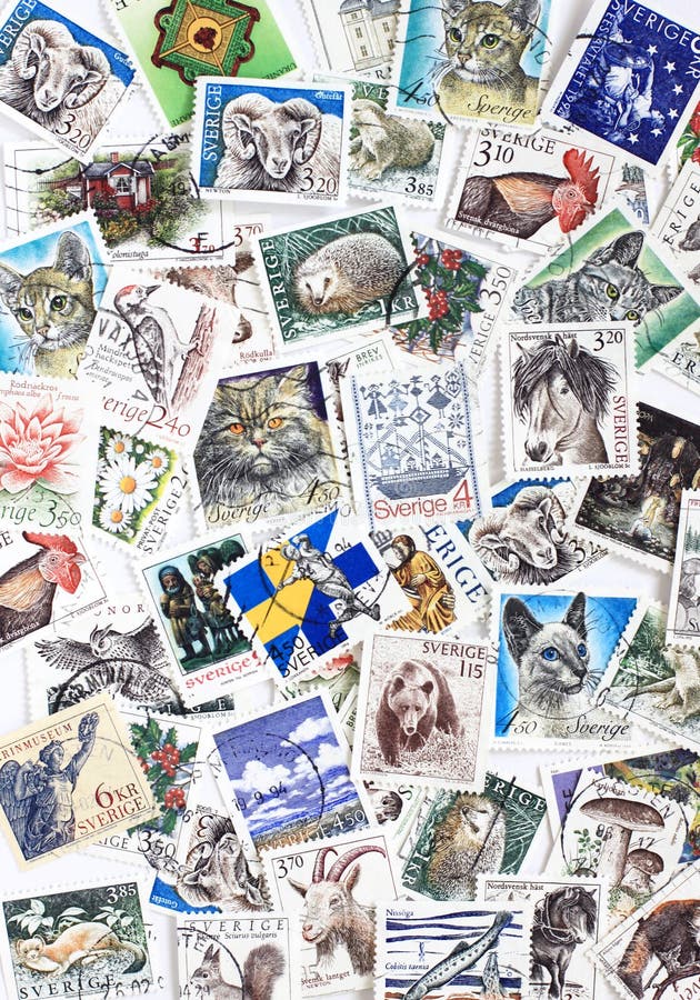 Swedish postage stamps editorial photography. Image of stack - 28086322