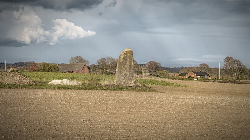 Swedish Standing Stone Panorama Stock Image - Image of high, ancient ...