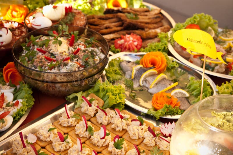 Swedish Table of Fish Dishes Stock Photo - Image of variety, table ...