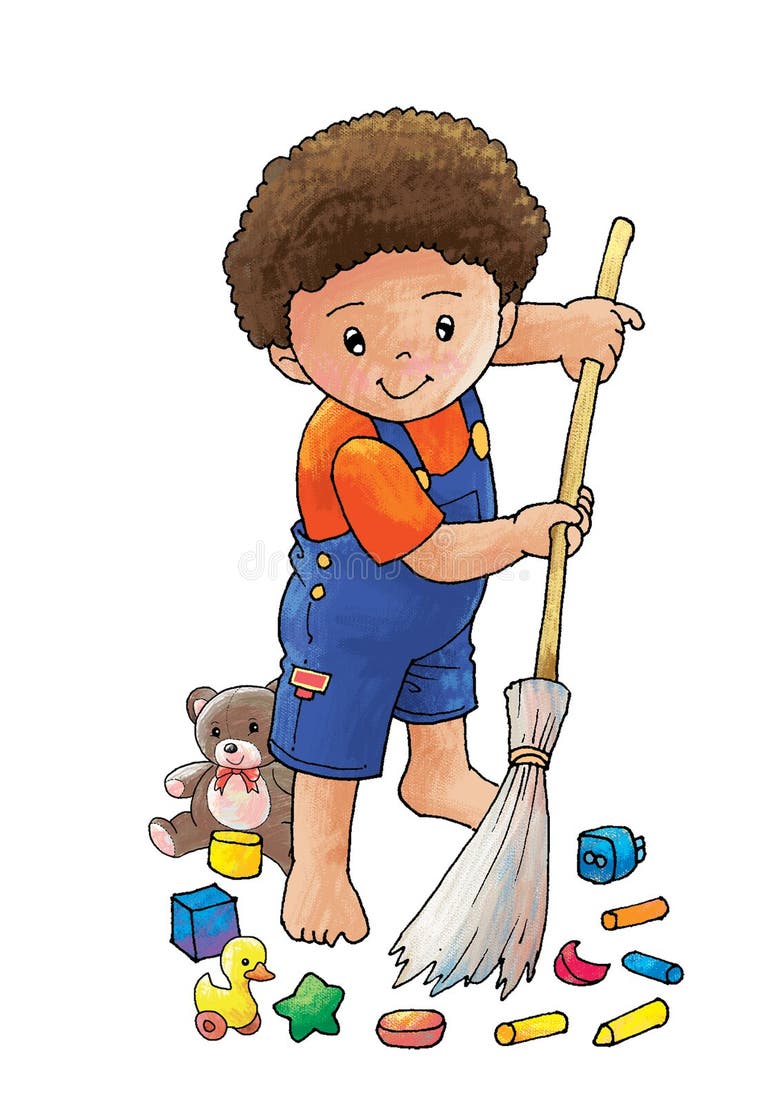 Boy Sweep Floor Stock Illustrations – 223 Boy Sweep Floor Stock ...