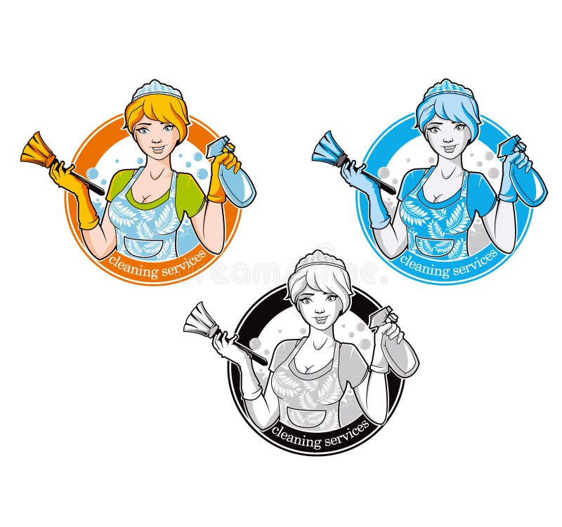 Sweep girls clean stock vector. Illustration of company - 84420859