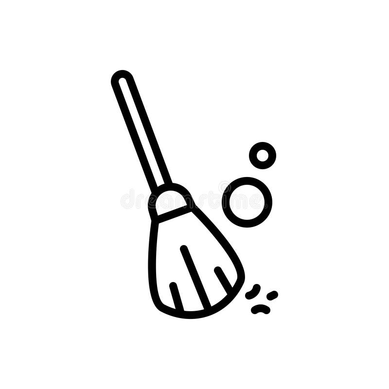 Black Line Icon for Sweep, Mopping and Clean Stock Image - Image of ...