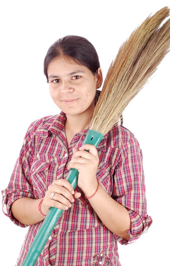 Sweeper girl stock photo. Image of white, fashion, girl - 16346906