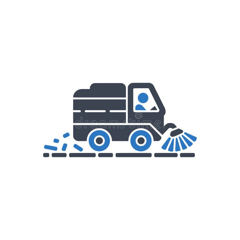 Sweeper Truck Cleaning Icon Stock Vector - Illustration of work, sign ...