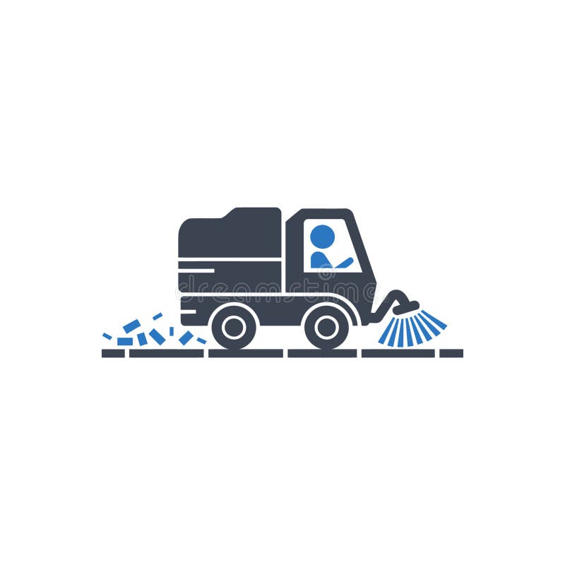 Sweeper Vehicle Cleaning Road Icon Stock Vector - Illustration of sign ...