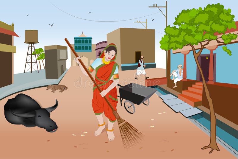 Women Picked Hand Broom for Cleaning Stock Vector - Illustration of ...