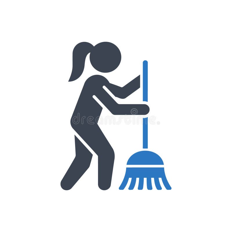 Sweeping Action Icon stock vector. Illustration of broom - 373151679