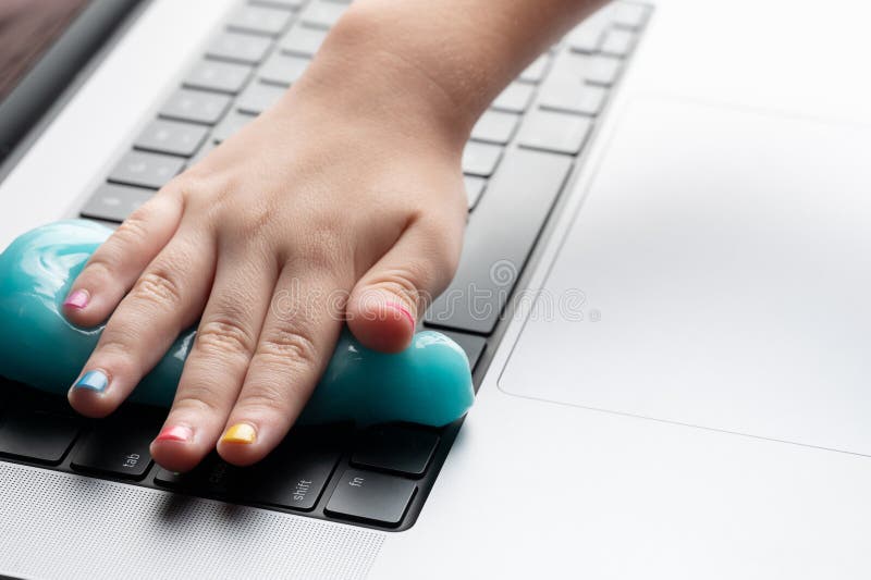 Sweeping Away Dust from Computer Keyboard Stock Photo - Image of ...