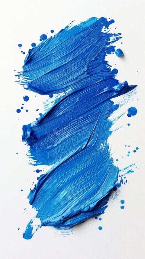 A Sweeping Brushstroke of Cerulean Blue Paint with Delicate Splatters ...