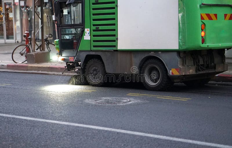 Street cleaning machine stock photo. Image of outdoors - 99644520