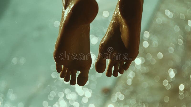 Sweeping Closeup of a Gymnasts Pointed Toes during a Midair Split Stock ...