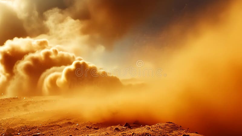 Sweeping Desert Sandstorm with Dramatic Clouds, Dynamic Nature Scene ...