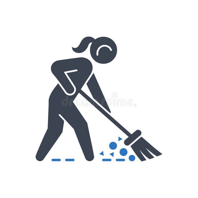 Sweeping Floor Icon stock vector. Illustration of icon - 373151669