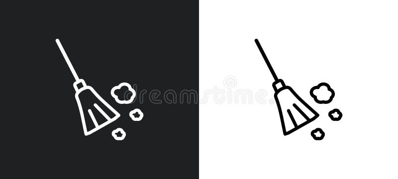 Sweeping Outline Icon in White and Black Colors. Sweeping Flat Vector Icon from Cleaning ...