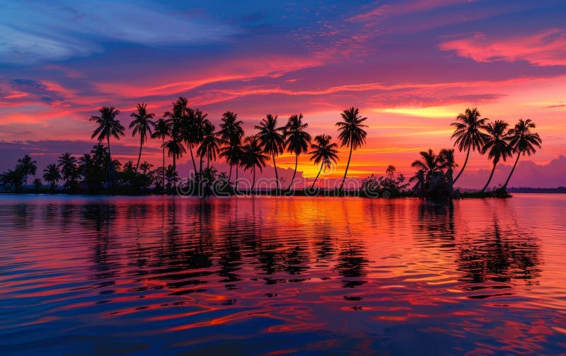 A Sweeping Panoramic View of a Breathtaking Tropical Sunset, with ...