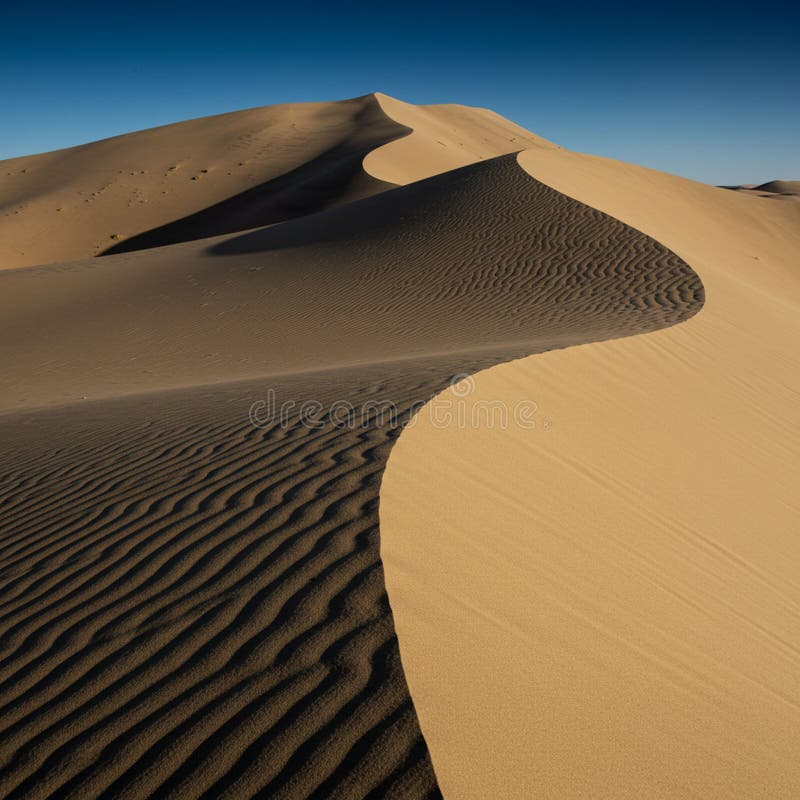 Sweeping Sand Dunes in a Desert Landscape with Smooth Curves and Wind ...
