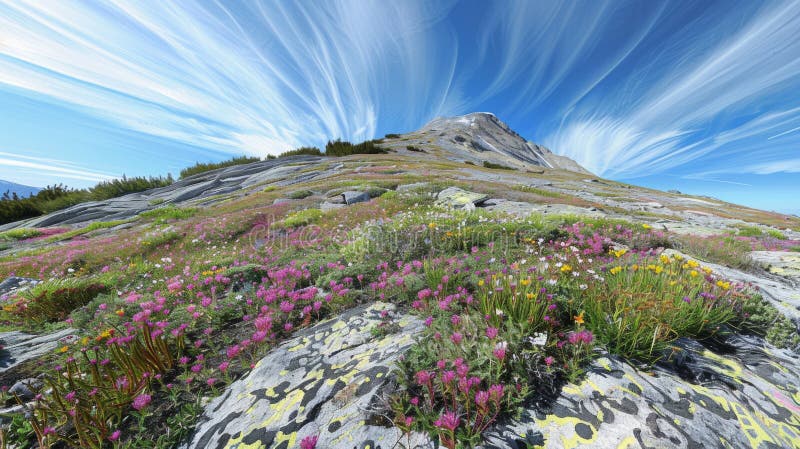 Sweeping Sky Over Vibrant Alpine Wildflower Meadow Stock Image - Image ...