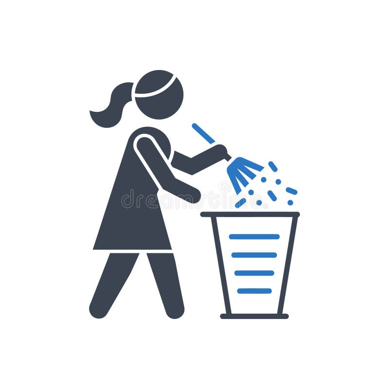 Sweeping Trash Icon stock vector. Illustration of sweeping - 373151619