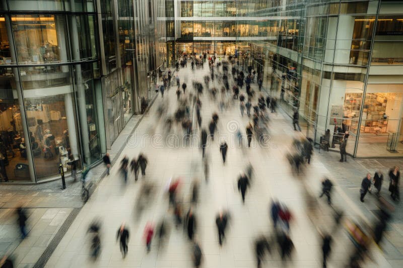 A Sweeping View of a Busy Office Environment Featuring a Large Building ...