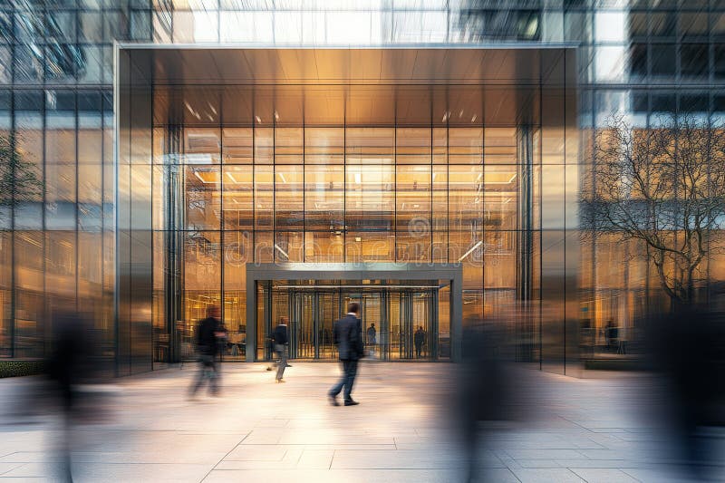 A Sweeping View of a Busy Office Environment Featuring a Large Building ...