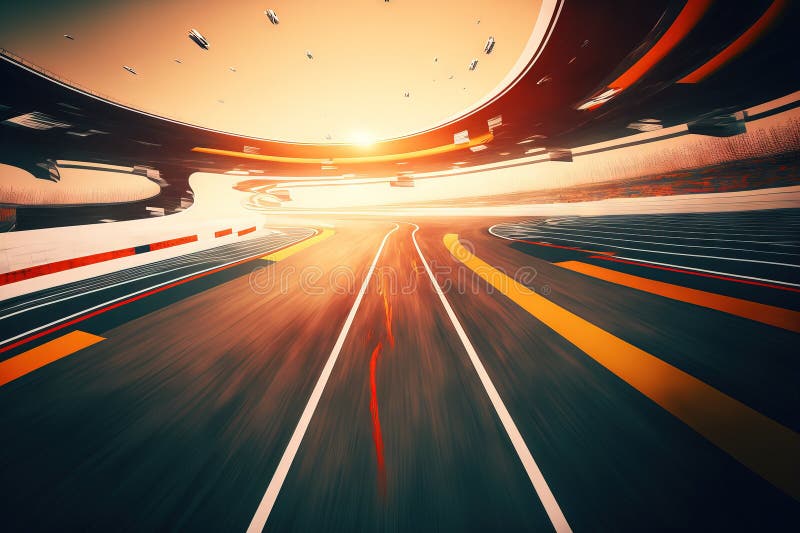 Sweeping View of a Circuit with Motion Blur Stock Illustration ...