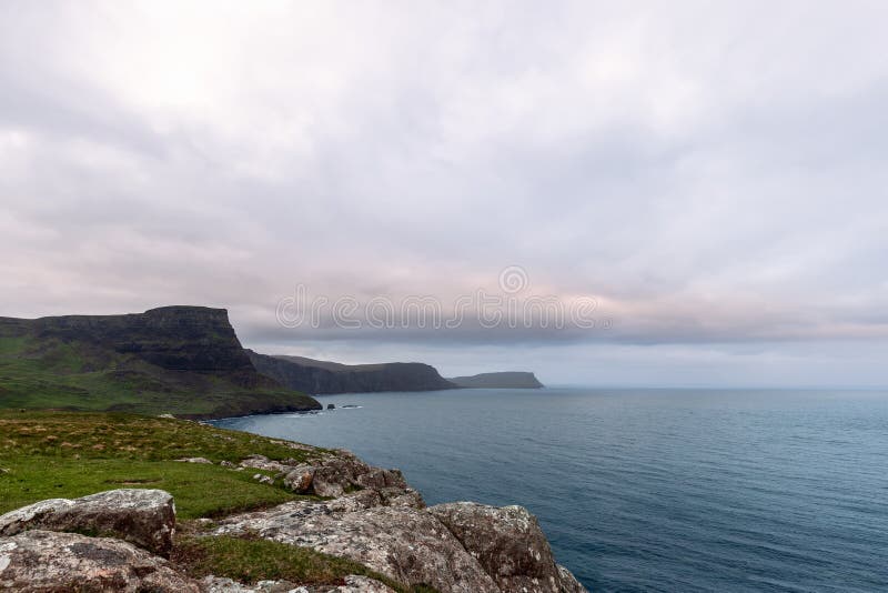 Sweeping View of Isle of Skye Cliffs, Under a Brooding Sky, Overlooking ...